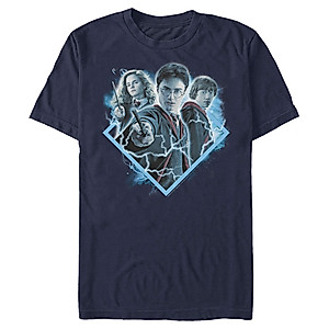 Harry Potter Men's Potter Trio T-Shirt, Navy, X-Large