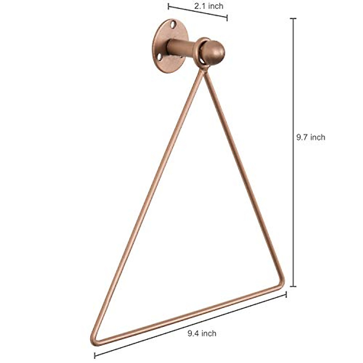 MyGift Modern Metal Triangle Towel Ring | Wall-Mounted Copper-Tone Bathroom & Kitchen Hand Towel Holder