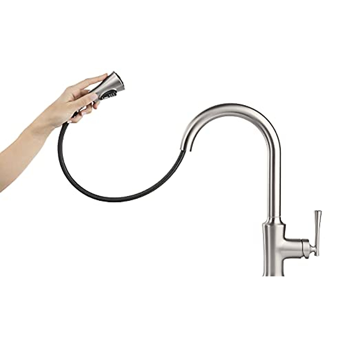 Pfister Antrom Kitchen Faucet with Pull Down Sprayer and Soap Dispenser, Single Handle, High Arc, Spot Defense Stainless Steel Finish, F5297AOGS