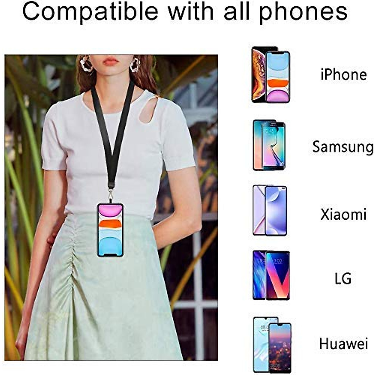 COCASES Phone Lanyard, Universal Cell Phone Neck and Wrist Nylon Strap Tether for Around The Neck, Compatible for iPhone All Smartphones