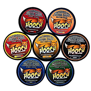 (7) Seven Chattahoochee Hooch Herbal Snuff Cans 1.2oz/34g - Rough Cut Sampler - No Tobacco, No Nicotine