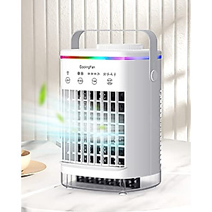 Portable Air Fan, Evaporative Air Cooler with 7 Color Light, Fans that Blow Cold Air, Personal Air Conditioner Fan for Room Office Table