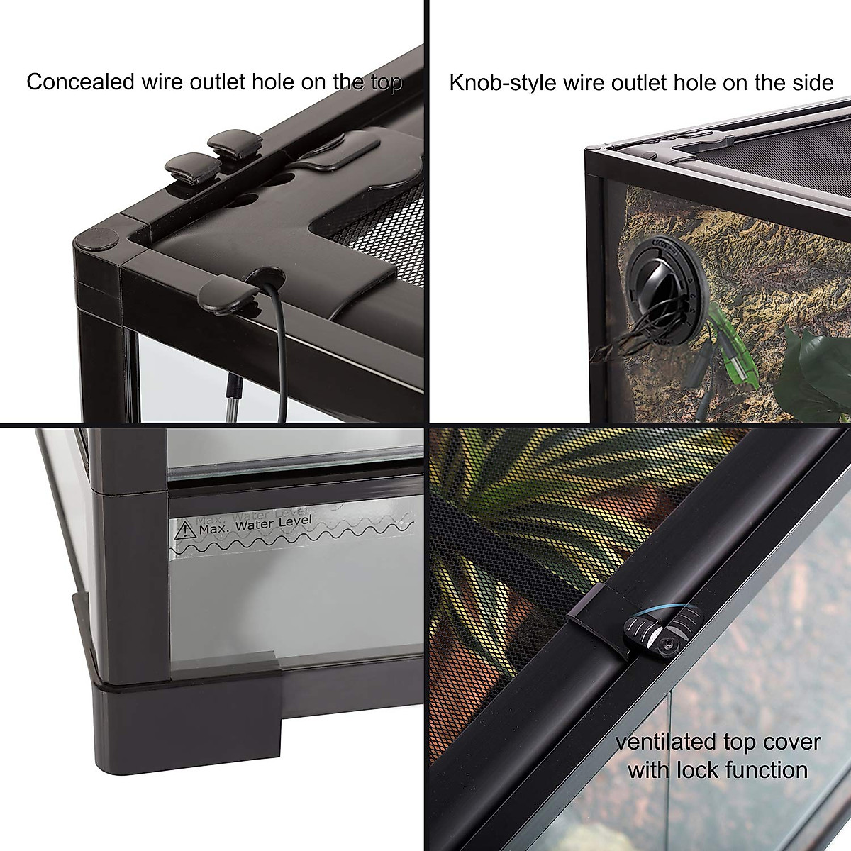 REPTI ZOO 24" x 18" x 36" Reptile Tall Glass Terrarium Rainforest Habitat Double Hinge Door with Screen Ventilation 67 Gallon Reptile Terrarium Easy Assembly