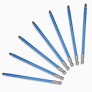Uenhoy 10 Pcs Magnetic Phillips Screwdriver Bits Set 6 Inch Long Anti Slip Phillips Bits #2, 1/4 Inch Hex Shank (PH2 x 150MM)