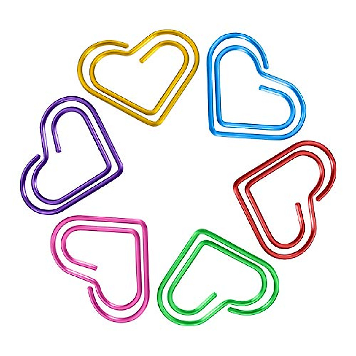 105 Pieces Colorful Paper Clips Metal Heart Paperclips for Office Stationery School Supplies