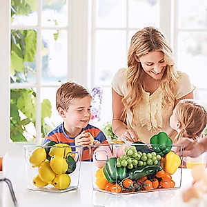 Set Of 8 Refrigerator Organizer Bins，4 Large and 4 Small Pantry Organization and Storage Bins, Clear Cabinet Organizers & Storage Containers for Pantry, Kitchen, Freezer, Cabinet, Fridge,BPA Free