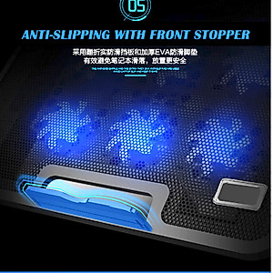 Aluminum Panel Laptop Cooling Pad, Gaming 6Fans 16inch Laptop Cooler Stand Fan, Adjustable Foldable Long Stand, Fans Switch with dimmable-Speed, for MacBook Air Pro Dell XPS HP Alienware Notebook