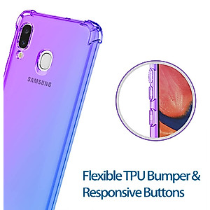 KOARWVC Case for Galaxy A40 Case,Samsung A40 SM-A405F Case, Crystal Clear Case Gradient Slim Anti Scratch TPU Shockproof Protective Phone Cases Cover for Samsung Galaxy A40 (Purple/Blue)