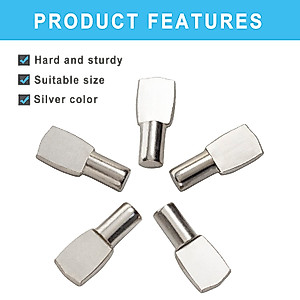 WINKING MOON 5mm Cabinet Shelf Pegs Spoon Shape Nickel Plated Metal Support Pins for Bookshelf Kitchen Furniture Adjustable Wood Shelves Holder (Pack of 80)