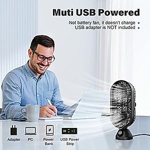 HEGGCOOE Desk Fan Oscillating Fan, Portable USB Tower Fan with Stepless Speed, Dual Air Circulation,120° Oscillation, 11 inch Personal Quiet Table Cooling Fan for Home Office Bedroom Desktop