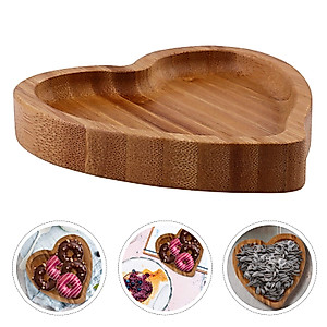 BESPORTBLE Heart-Shaped Wooden Tray, Jewelry Display Tray, Food Display Tray, Suitable for Fruits, Salads and Desserts