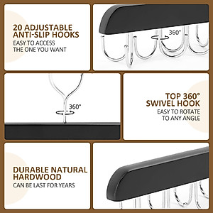 ZEDODIER Bra Hanger for Closet, Tank Top Hanger 20 Hooks Capacity, Wood Space Saving Hanger Closet Organizers and Storage for Dorm & Apartment, Black