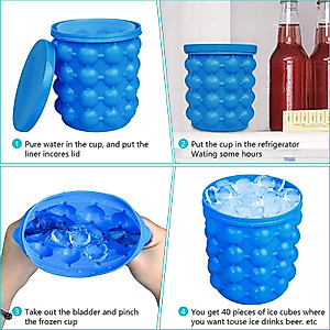 LAO XUE Ice Cube Mold Ice Trays, Large Silicone Ice Bucket, (2 in 1) Ice Cube Maker, Round,Portable,For Frozen Whiskey, Cocktail, Beverages