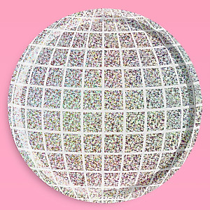 xo, Fetti Holographic Disco Ball Paper Plates - 25 pk, 9" | Bachelorette Party Decorations, Last Disco, Space Cowboy Birthday Party, Groovy Baby Shower, New Years Eve Supplies, 70s Bday Party