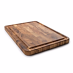 Ironwood Gourmet Charleston End Grain Board with Channel, Acacia Wood Brown 20 x 14 Inches