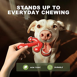 GFECMX Dog Toys for Small Dogs - Indestructible Dog Toy, Puppy Chew Toys for Teething - for Boredom,Dog Enrichment Toys,Puppy Toys to Keep Them Busy,Chew Toys for Aggressive Chewers,Medium,Bacon,Red