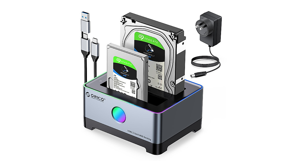 ORICO RGB Hard Drive Docking Station - 36TB Storage
