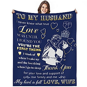 Socofuz Gift for Husband, Husband Gifts from Wife, to My Husband from Wife, Anniversary Wedding Gifts, Husband Blanket, Flannel Fleece Throw Blankets for Bed Chair Sofa Couch Home Decor 50x60 inches
