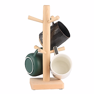 Bamboo Coffee Mug Holder Coffee Tea Cup Organizer Hanger Holder,Coffee Cup Holders Bamboo Mug Rack Tea Cup Accessory Kitchen Organizer (Single Cup Holder)