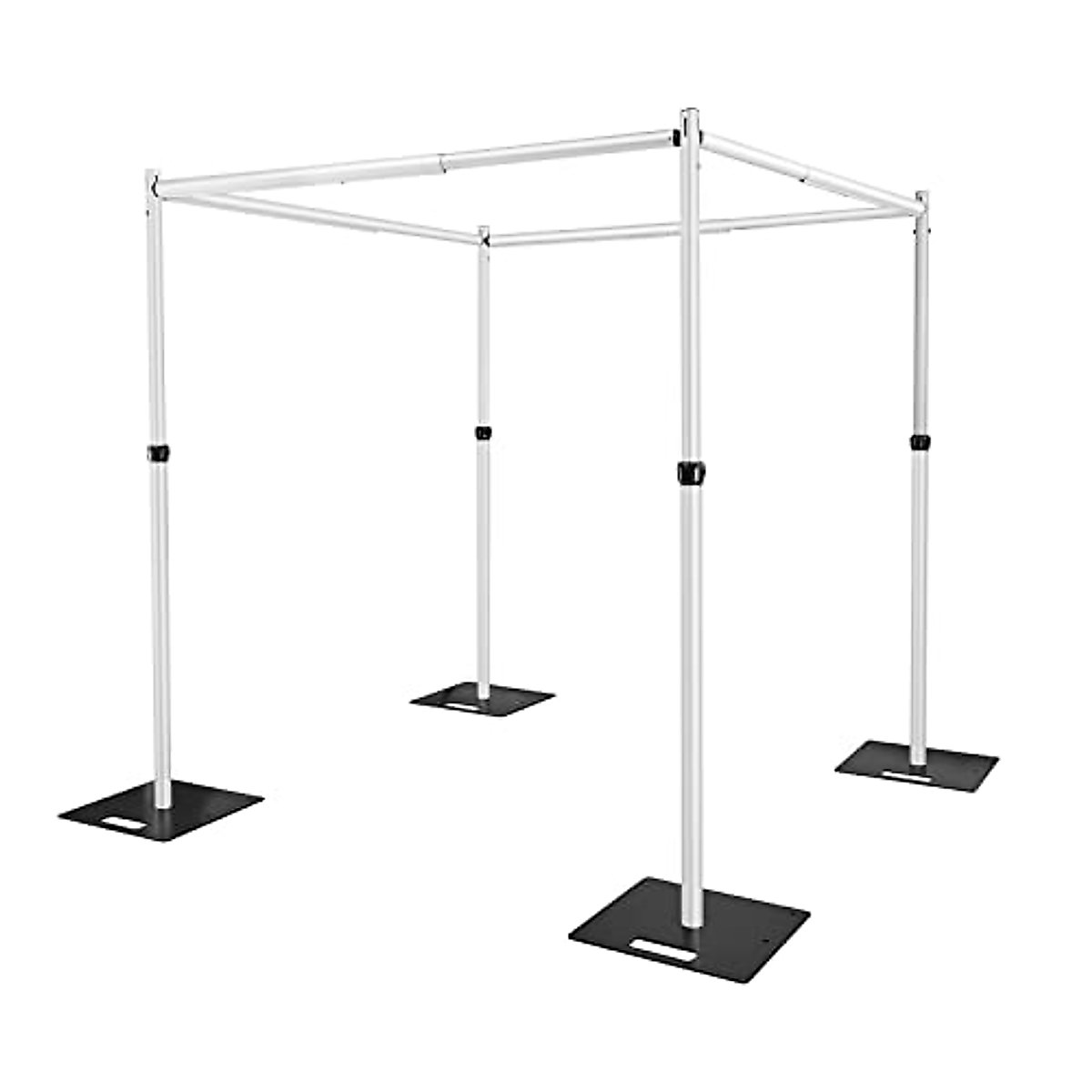 Hecis Portable Backdrop Stand with Crossbar, Adjustable Pipe and Drape Backdrop Kit for Event， Party, Trade Shows and Wedding Decor, 10FT Square Backdrop Frame