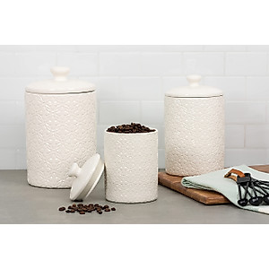 10 Strawberry Street Kitchen Canister, 3 Piece Set, Hampton White