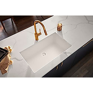 Ruvati 33 x 19 inch Granite Composite Undermount Single Bowl Kitchen Sink - Arctic White - RVG2080WH