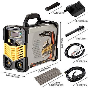 MMA Welder,160A ARC Welder Machine IGBT Inverter Digital Display LCD Hot Start Welder with Welding Stick Electrodes| Electrode Holder| Work Clamp| Input Power Adapter Cable| Brush 110V Home Use