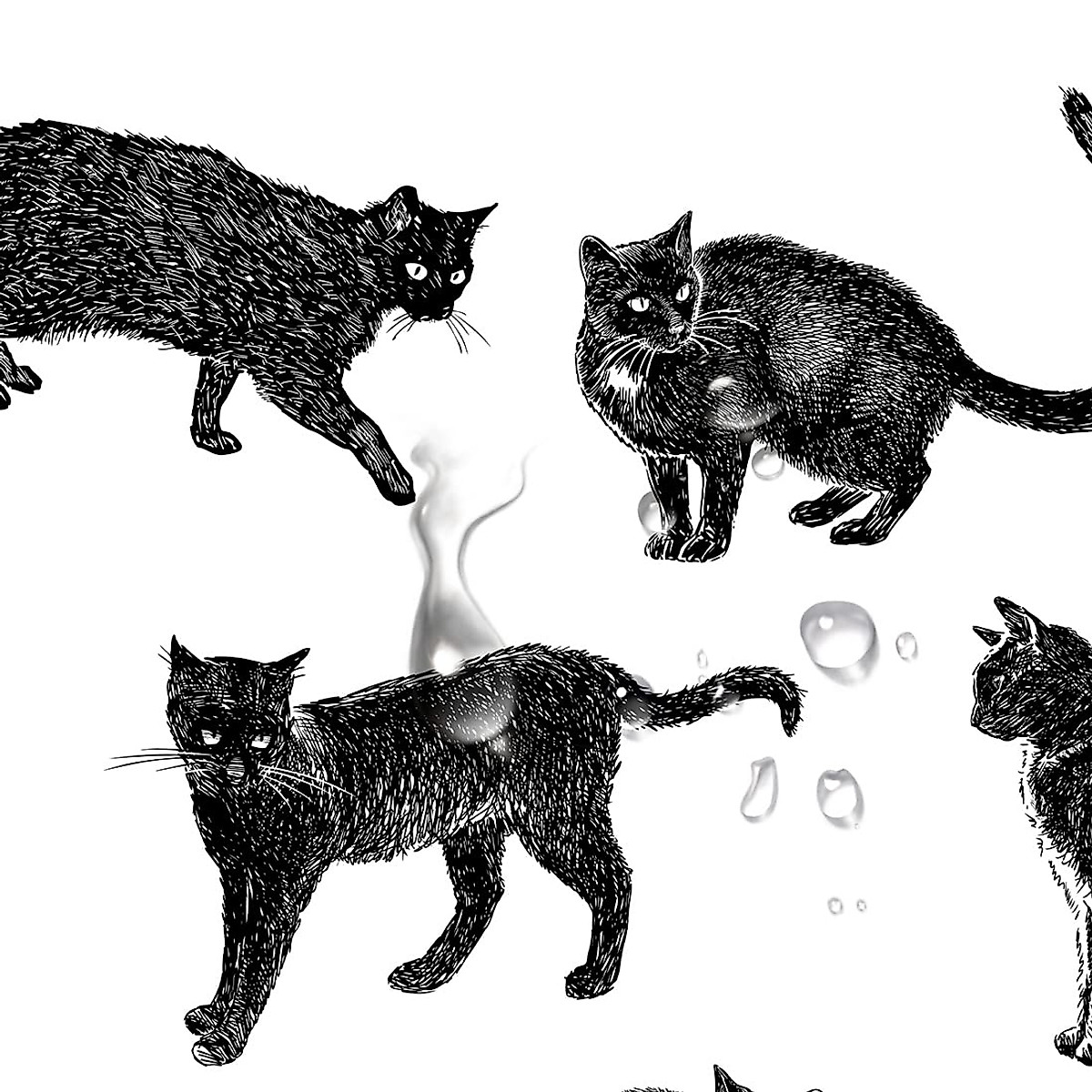 GLOW4U Self Adhesive Black Cat Shelf Liner Contact Paper Peel and Stick Cats Wallpaper for Wall Kids Room Drawer Cabinets Dresser Door Funiture Decor 17.7X117 Inches