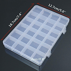 Bluelanss 24 Grids Clear Plastic Organizer Box Storage Container Jewelry Box with Adjustable Dividers for Beads Art DIY Crafts Jewelry Fishing Tackles 24 Grids