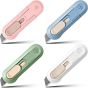 9Pcs Box Cutter, Box Cutter Retractable, mini box cutter, cute box cutter, Package Opener, Easy Slide Retractable Cute Box Cutter for Office, Home, Crafts, Hobby Use