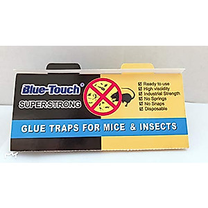 Blue-Touch Mouse Glue Traps, Peanut Butter Scented Best glue traps glue boards for mice, insects and crawling pests. 8.5x5.5 inches, 1.1 OZ – 100 Traps/Box