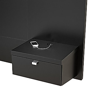 Prepac Series 9 Designer Floating King Headboard with Nightstands, 123.25" W x 31.5" H x 16"D, Black