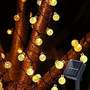 beenSOLE Solar String Lights Outdoor, 30.6ft 50 LED Crystal Globe Cafe Lights with 8 Lighting Modes, Waterproof Solar Powered Patio Lights for Outdoor Garden Yard Porch Party Decor (Warm White)