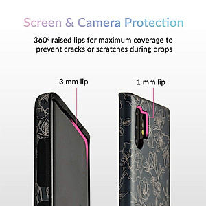 Velvet Caviar for Samsung Galaxy Note 10+ Plus Case Flower Floral - Cute Protective Phone Cases for Women, Girls (Matte Black Rose Gold)