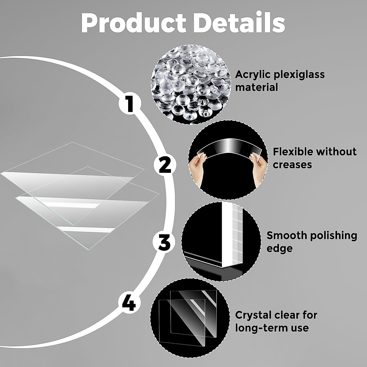 Plexiglass Sheets Clear Acrylic Sheets - 6 Pieces of CreGear 12" x 12" 0.04" Thick Transparent Plexi Glass, for Craft, Photo Frame, Signs, DIY Display Projects - Cut to Size with Laser or Saw Tools