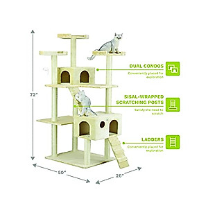 Go Pet Club Cat Tree, 50W x 26L x 72H, Beige