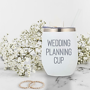 Wedding Planning Cup - Great Engagement Gifts for Women - 12oz Future Mrs. Cup Wine Tumbler with Lid and straw! Perfect Engagement Gift For her, Gifts for Bride Wine Glass, or Fiance Gifts for Her