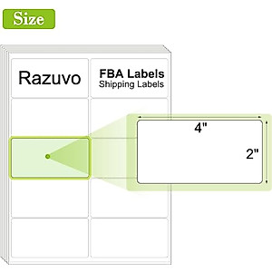 1000Pcs Return Address Labels, Razuvo 2" x 4" Printable Shipping Labels Standard Mailing Labels for Laser & Inkjet Printers, Strong Adhesive Sticker Labels (100 Sheets - Easy to Peel）
