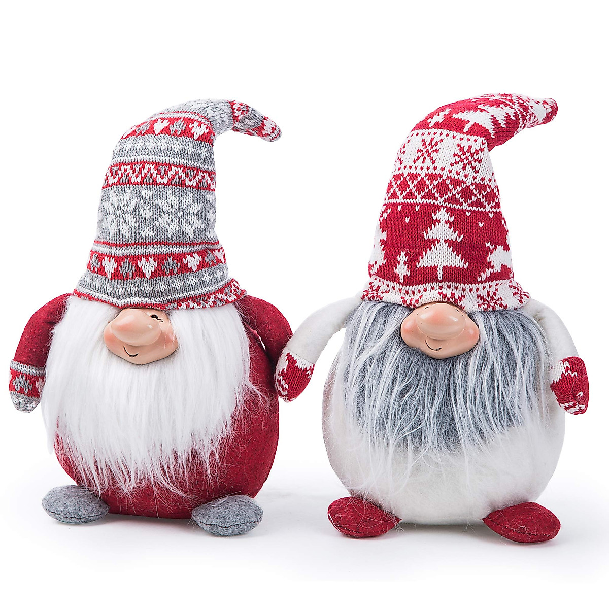 Ogrmar Set of 2 Handmade Christmas Gnomes Plush Swedish Tomte Santa Figurine Christmas Scandinavian Tomte Elf Decoration Ornaments for Xmas Home Decor