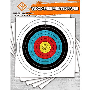 THREE ARCHERS 20pcs Targets Paper Standard Archery 23.6In 10 Ring Bow and Arrow Targets for Hunting & Shooting Archery Accessories for Target Practice