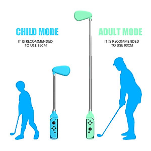 NANANINO Golf Clubs for Nintendo Switch Mario Golf Super Rush 2021, Adjustable Handle Grip Compatible with Mario Golf Switch - Green and Blue