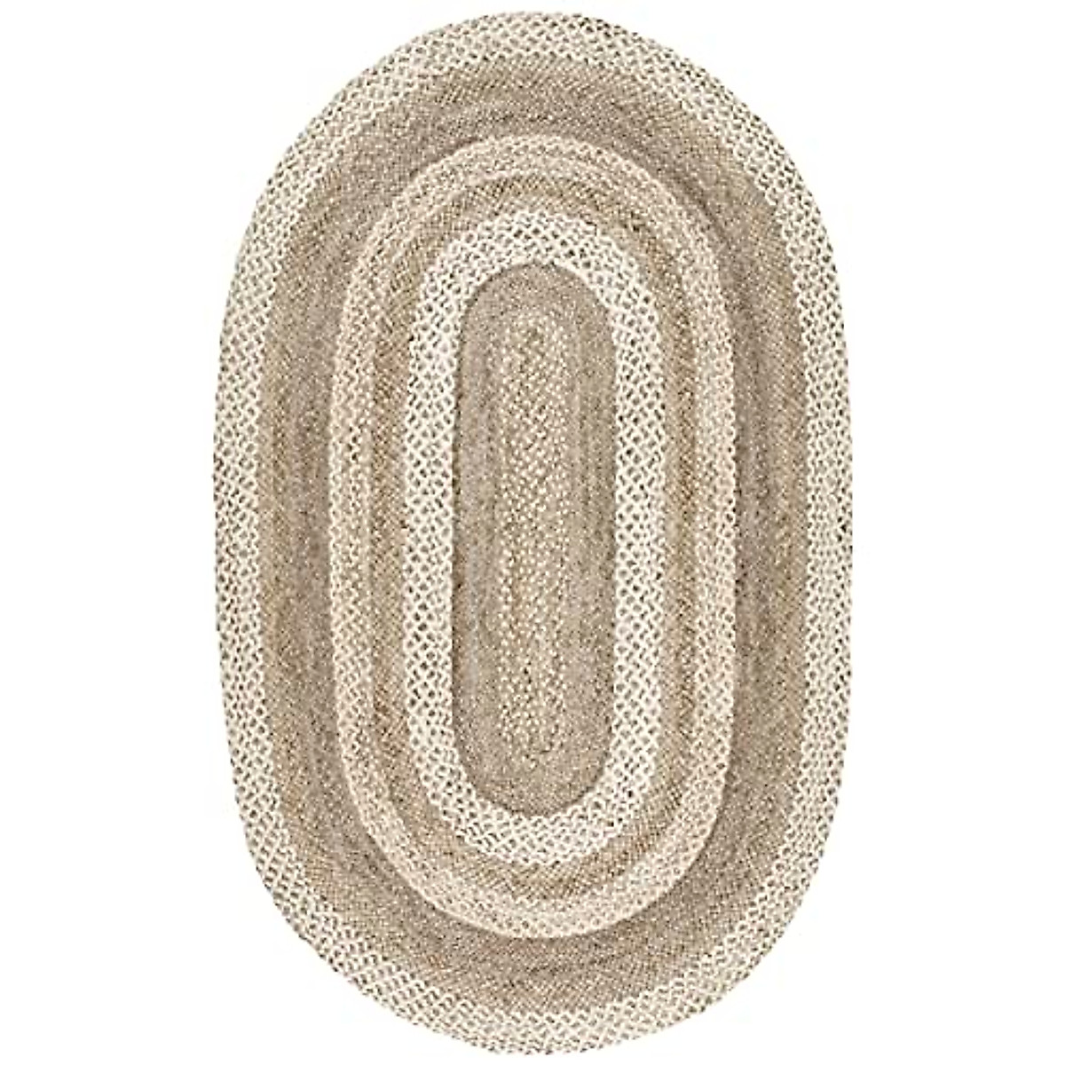 nuLOOM Charlene Braided Border Jute Area Rug, 5' x 8' Oval, Natural