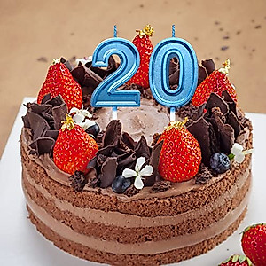 BLUE TOP 2.8 Inch Birthday Cake Candles Number Candles Birthday Candles for Cake,Cake Topper Decoration for Kids,Adults,Party,Anniversary,Milestone Age.(Blue Number 2)