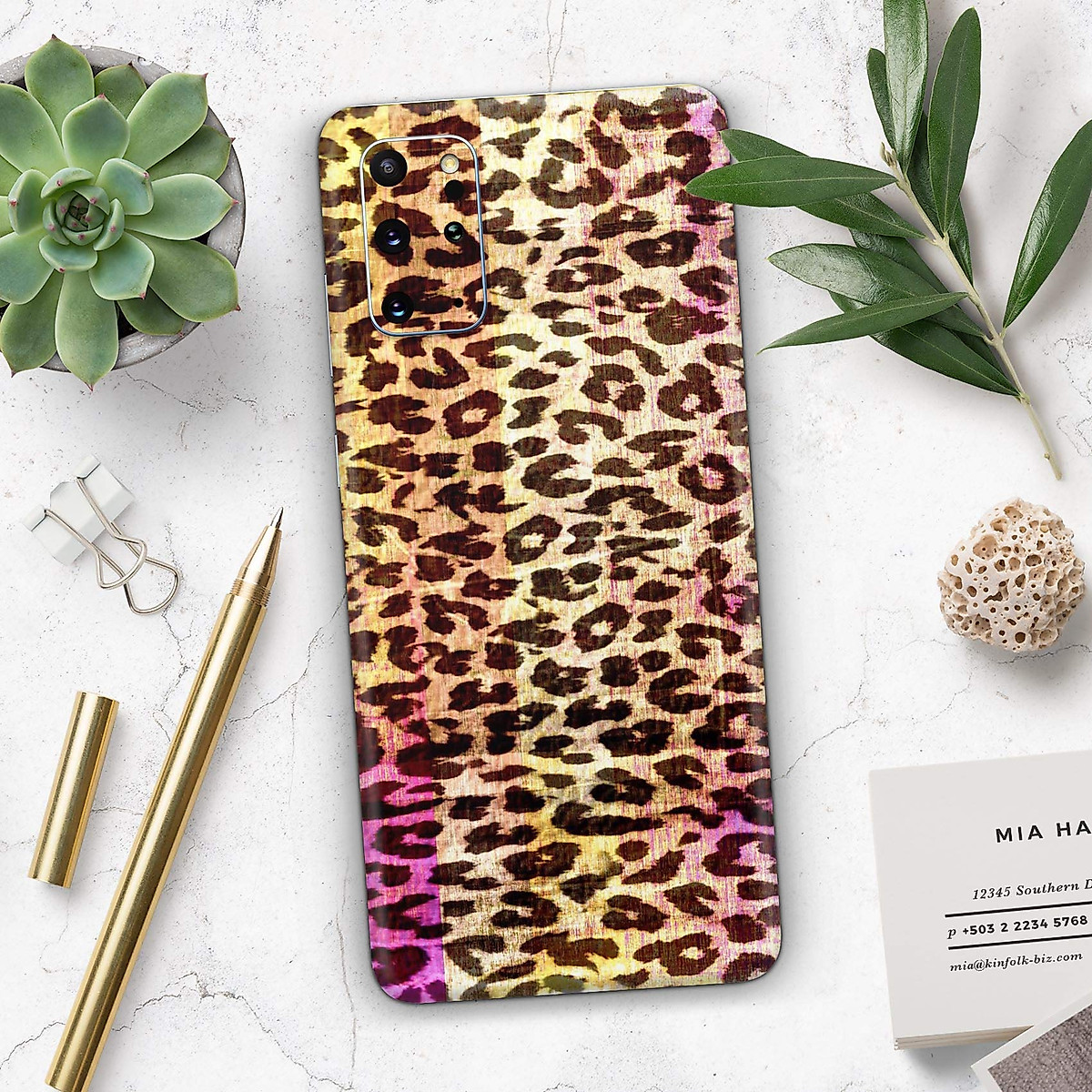 DesignSkinz Vibrant Striped Cheetah Animal Print Protective Vinyl Decal Wrap Skin Cover Compatible with The Samsung Galaxy S20 (Screen Trim & Back Glass Skin)