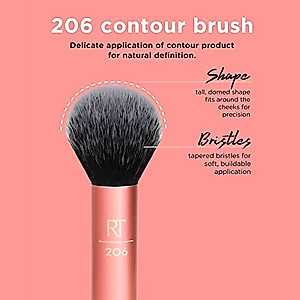 Real Techniques Flawless Base Brush Set With Ultra Plush Custom Cut Synthetic Bristles and Extended Aluminum Ferrules to Build Coverage for Every Makeup Application Need, Orange, 5 Piece