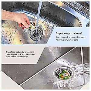 Highcraft 9753 Kitchen Sink (3-1/2 Inch) Stainless Steel Drain Assembly with Strainer Basket and Rubber Stopper Long Extended Shank (3-3/4 Inch)