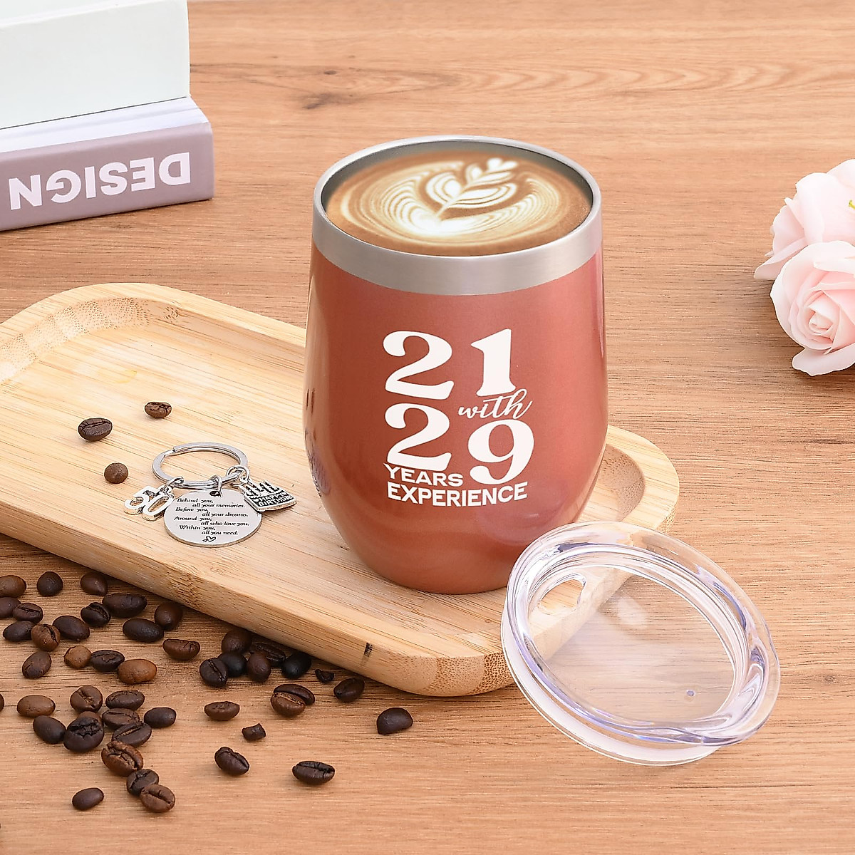 LiqCool 50th Birthday Gifts for Women, 21 with 29 Years Experience Wine Tumbler, 50 Year Old Gifts for Women, 12 Oz Birthday Tumbler Gifts Set for Best Friends, Mom, Sister, Wife, Aunt Turning 50