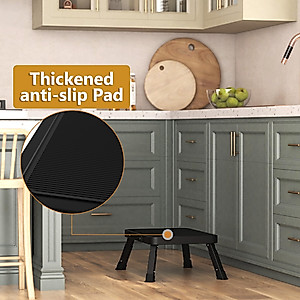 Folding Step Stool for Adults Kids, Heavy Duty Height-Adjustable Foldable Stepping Stool with Non-Slip Platform,Collapsible Foot Step Stool for Bathroom Bedroom Kitchen RVs with 500 LBS Capacity,Black