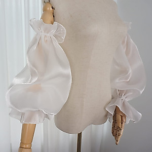 Detachable Sleeve for Wedding Dress Spandex Cuff Silky Organza Puff Sleeve Ivory