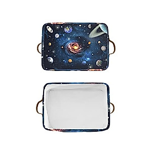 Space System Planets Personalized Large Storage Box for Toy,Bathroom,Nursery,Home Kitchen Shelves,Custom Closet Decorative Storage Bins 1 Pack